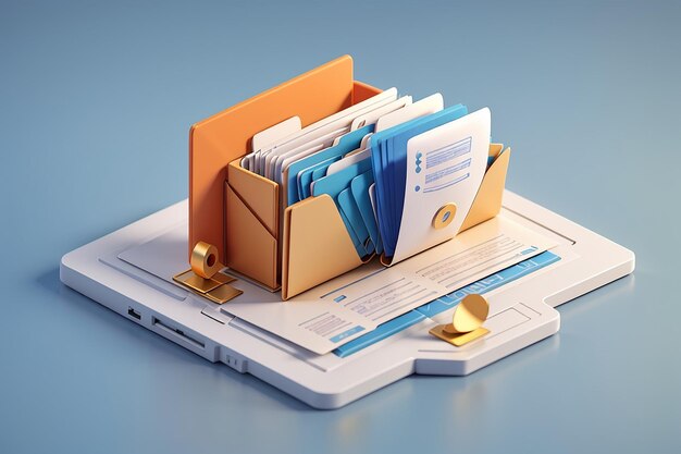 Premium Photo 3d File Transfer Of Document In Folder File Transfer Encrypted Form Connection
