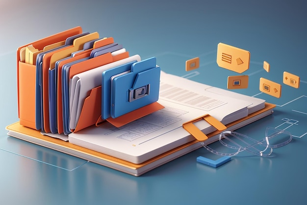 Premium Ai Image 3d File Transfer Of Document In Folder File Transfer Encrypted Form