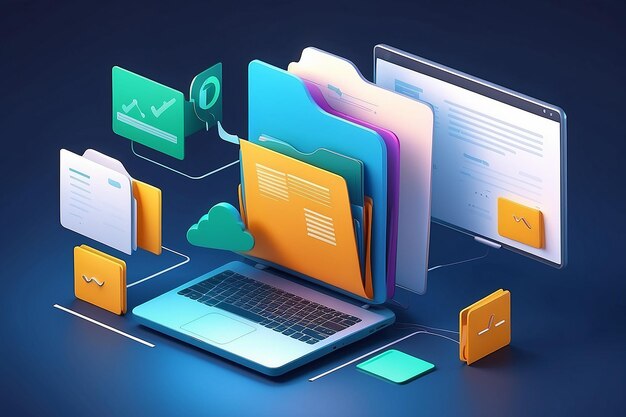 3d File Transfer Of Document In Folder File Transfer Encrypted Form