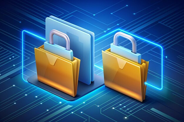 Premium Photo | 3D File transfer illustration Files transferred encrypted form Two folder with ...