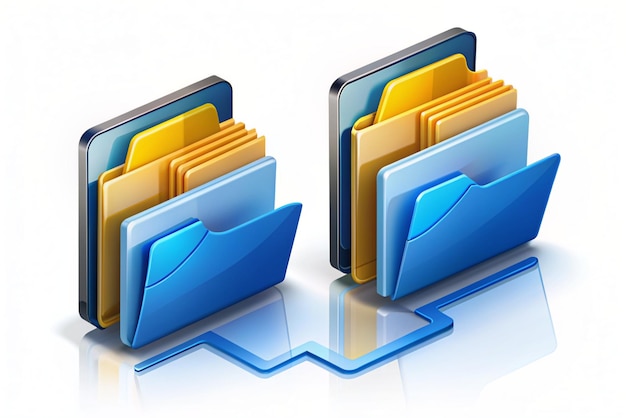 Premium Photo | 3D File transfer illustration Files transferred encrypted form Two folder with ...