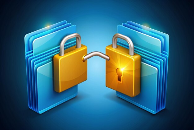3d File Transfer Illustration Files Transferred Encrypted Form Two Folder With Document And