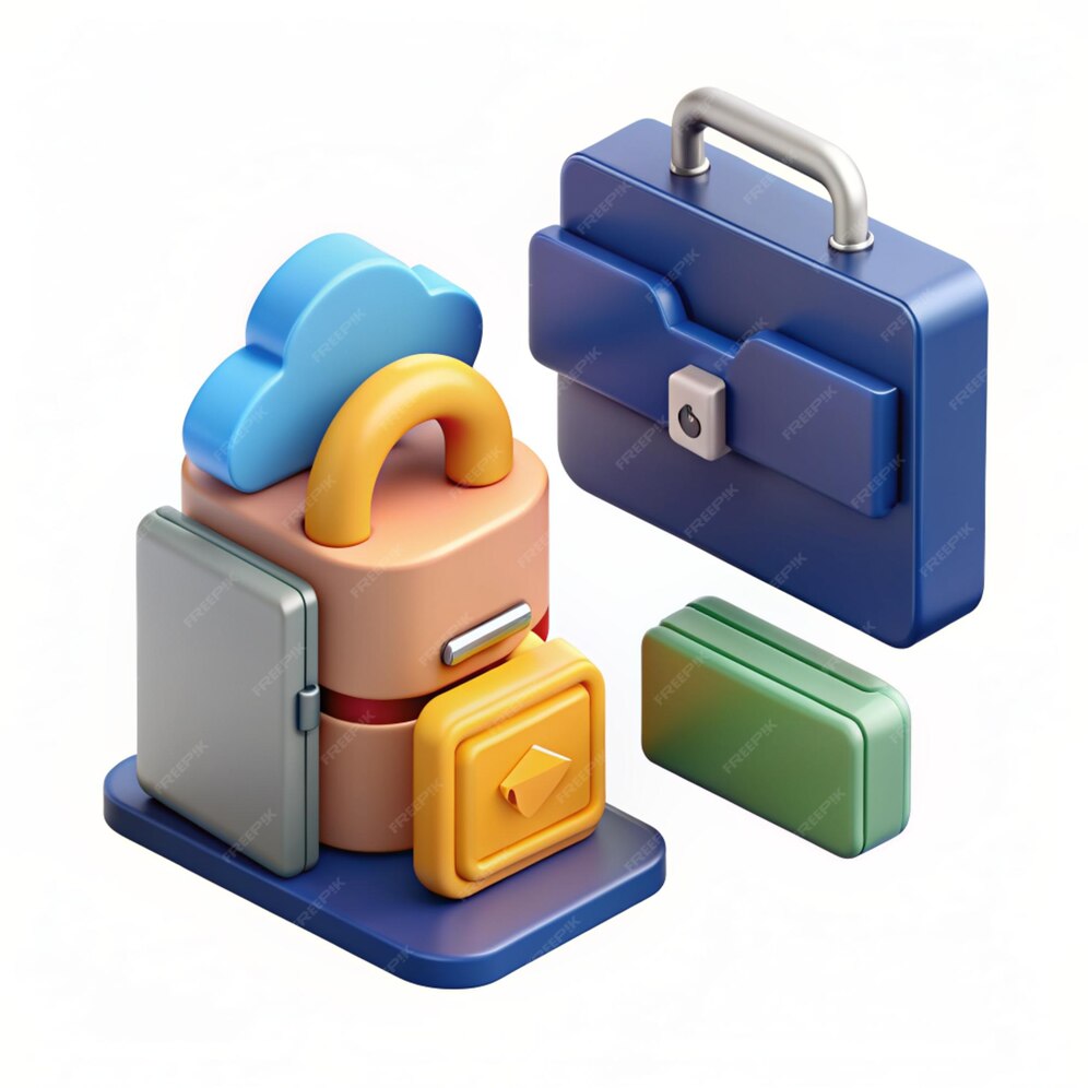 3D File transfer illustration Files transferred encrypted form Two folder with document and ...