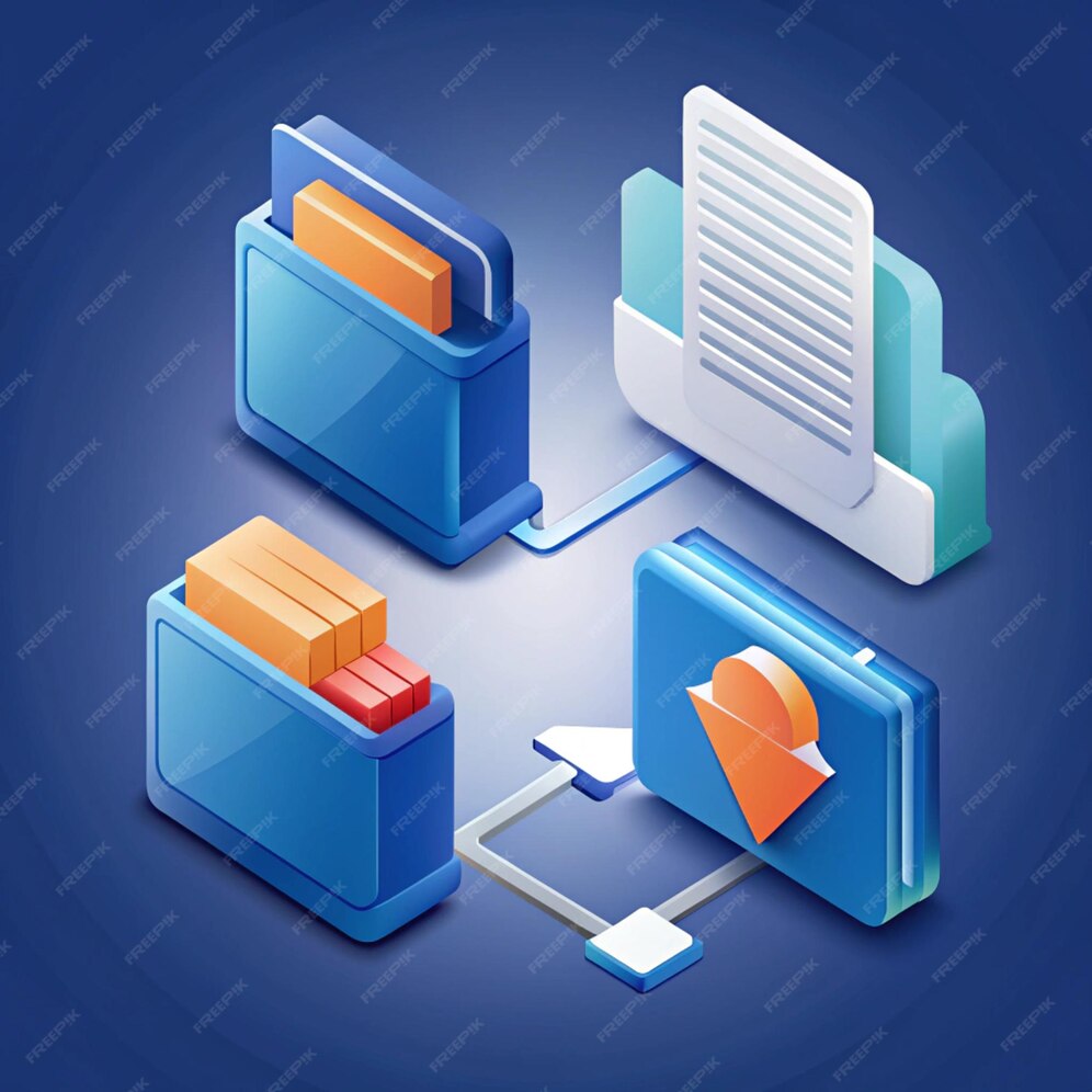 Premium Photo | 3D File transfer illustration Files transferred encrypted form Two folder with ...