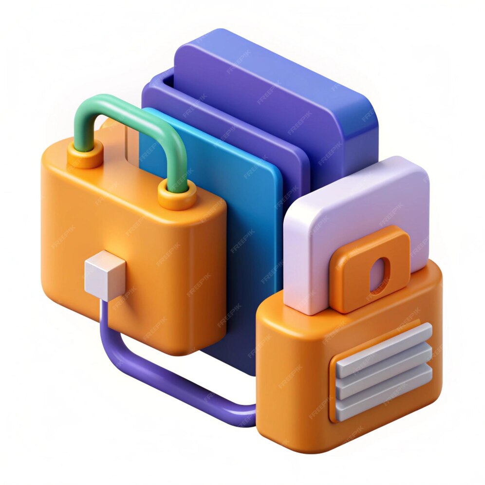 3D File transfer illustration Files transferred encrypted form Two folder with document and ...