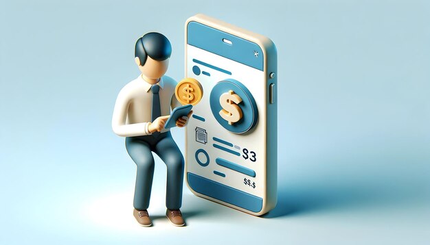 3D Flat Icon Person Using Financial App for Income Tracking on ... 3D Flat Icon Person Using Financial App for Income Tracking on ...