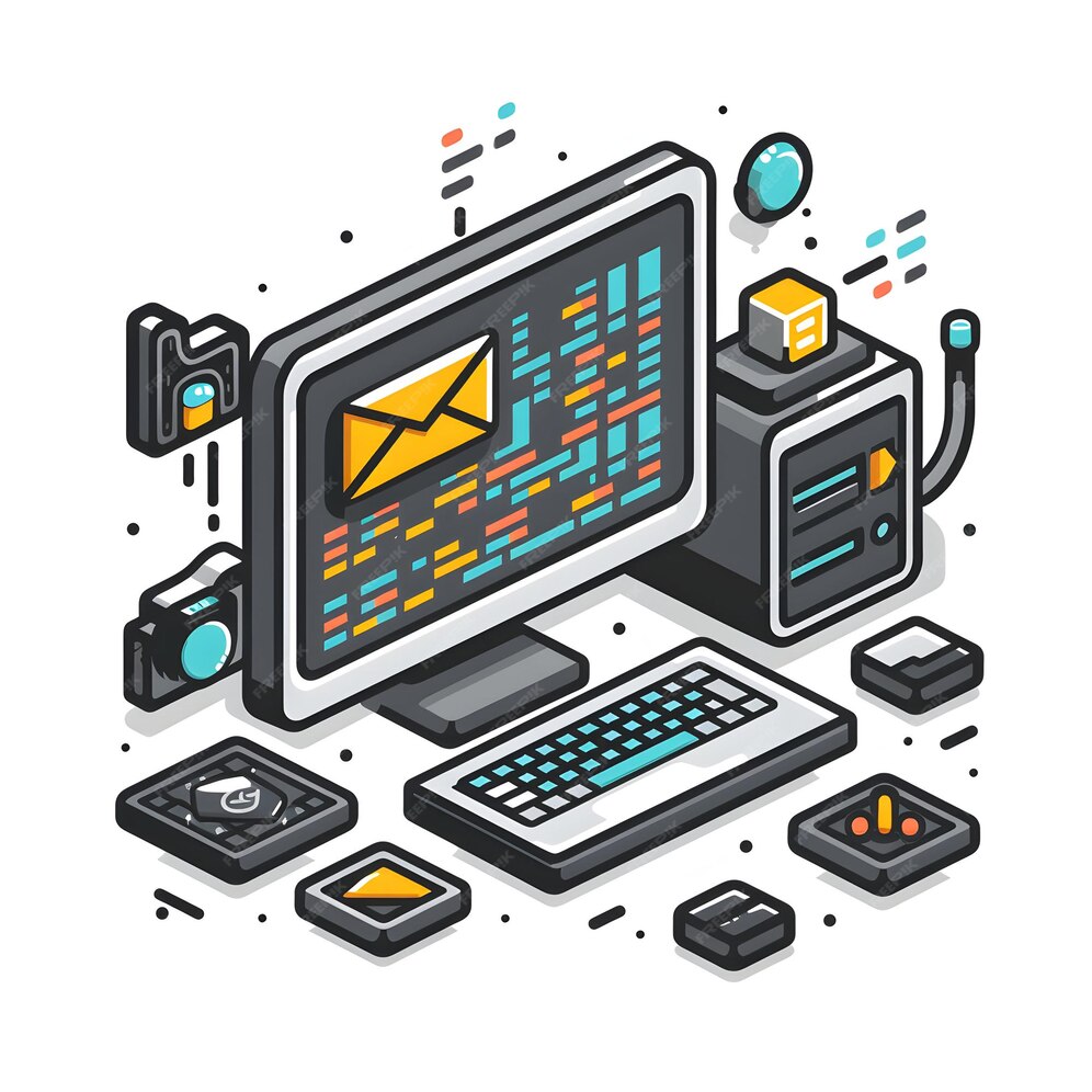 3D Flat Icon Programming Interface and Algorithm Icon with Copy Space ...