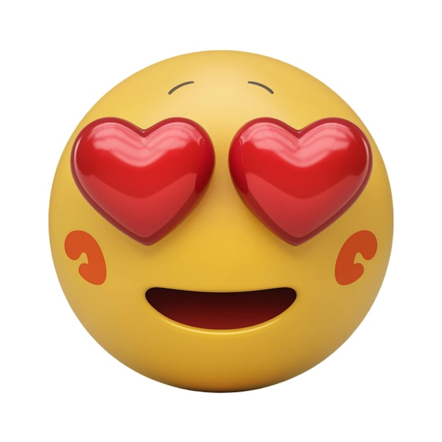 3d Heart Eyes Emoji With A Yellow Face Isolated On White Background