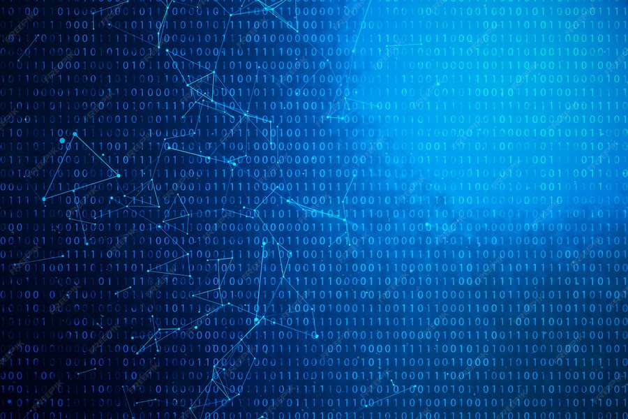 Premium Photo | 3D illustration binary code on blue background. Bytes ...
