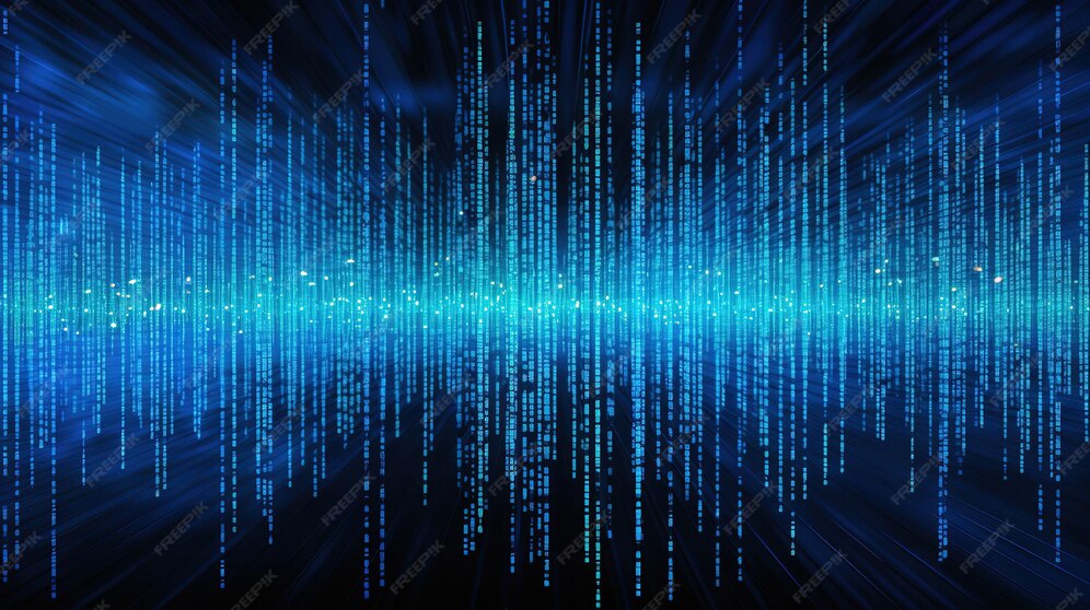 Premium Photo | 3d illustration binary code on blue background bytes of ...