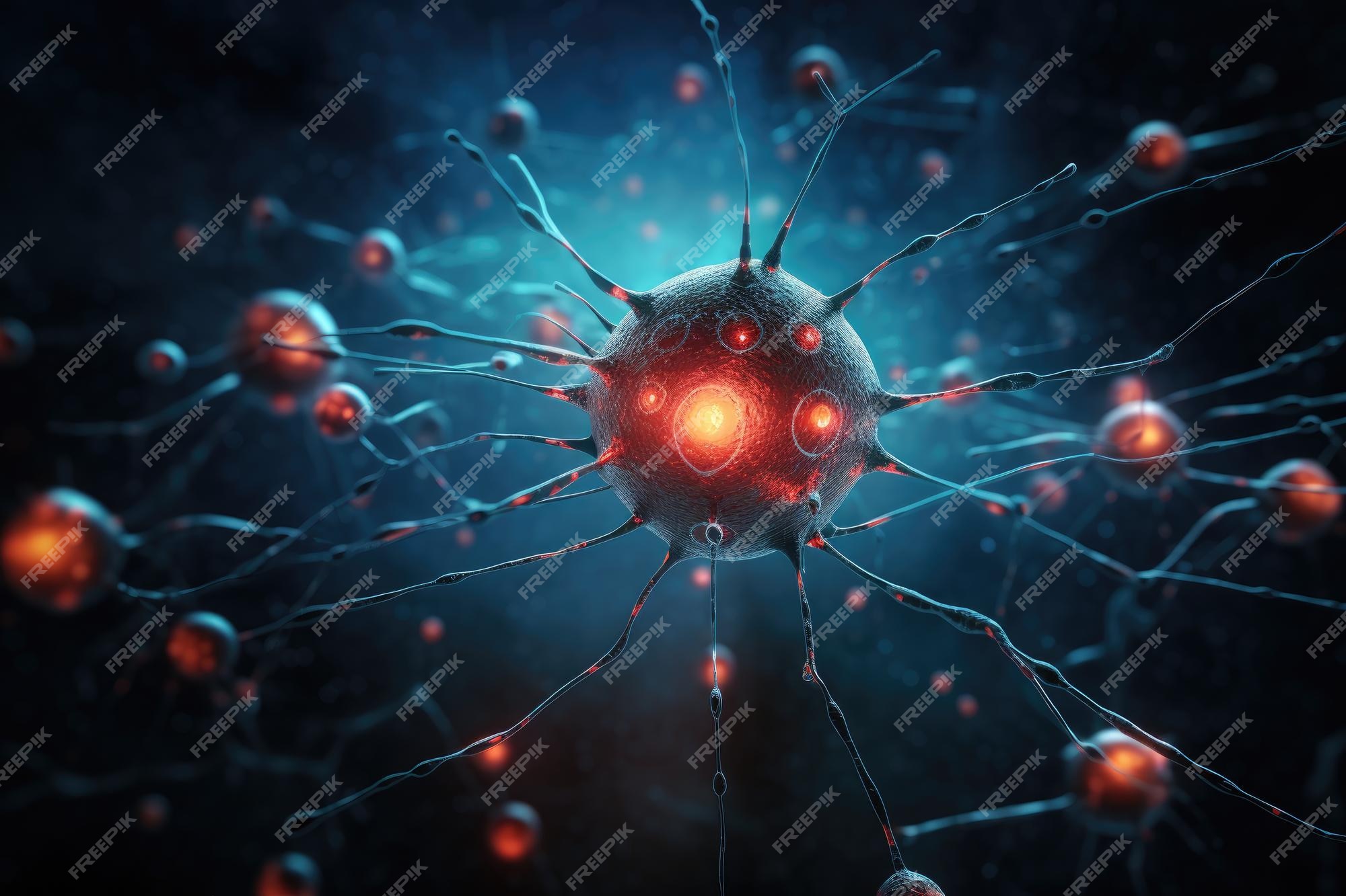 Premium AI Image | 3D illustration of a neuron cell or neuron cell ... Premium AI Image | 3D illustration of a neuron cell or neuron cell ...