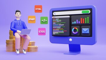 Premium Photo | 3D Man Web Developer Programming Coding Business ...