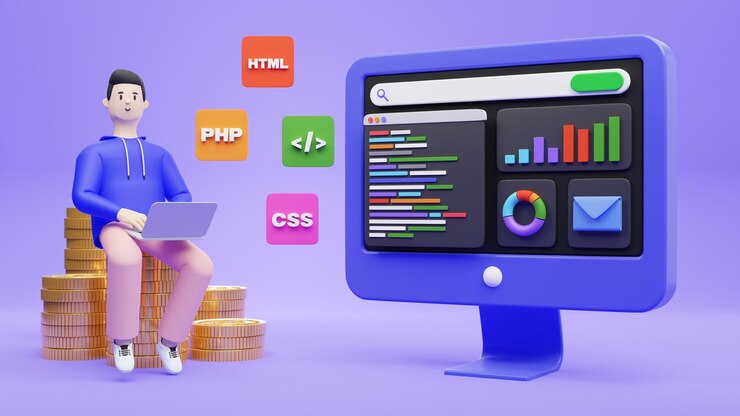 Premium Photo | 3D Man Web Developer Programming Coding Business ...