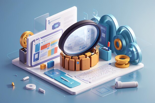 Premium AI Image | 3d media file management concept searching image and ...