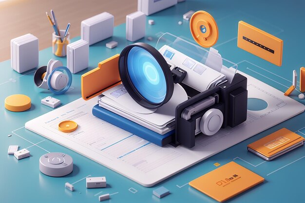 Premium Photo | 3d media file management concept searching image and ...