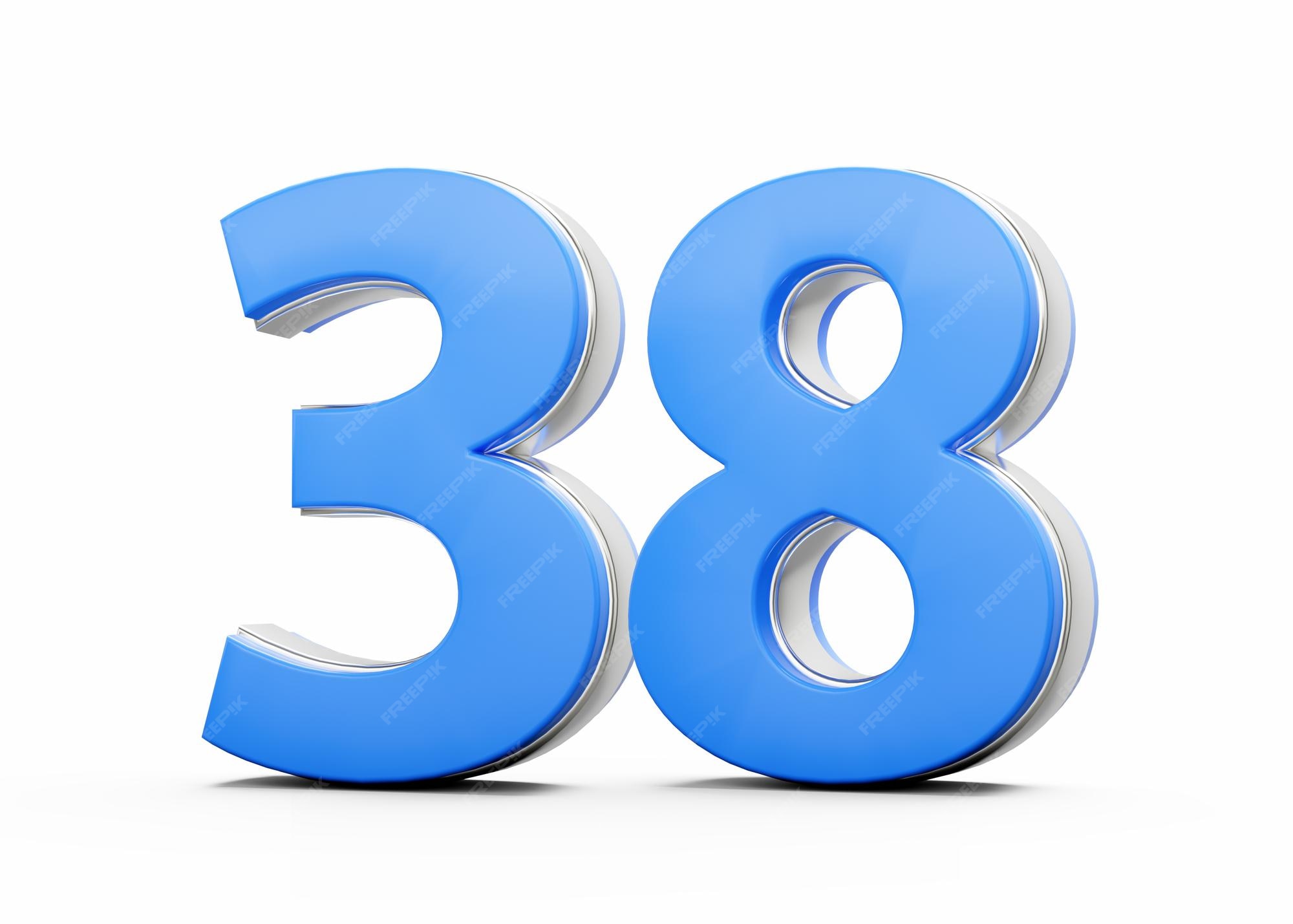 Premium Photo | 3D Number 38 Thirty Eight Made Of Blue Body With Silver ... Premium Photo | 3D Number 38 Thirty Eight Made Of Blue Body With Silver ...