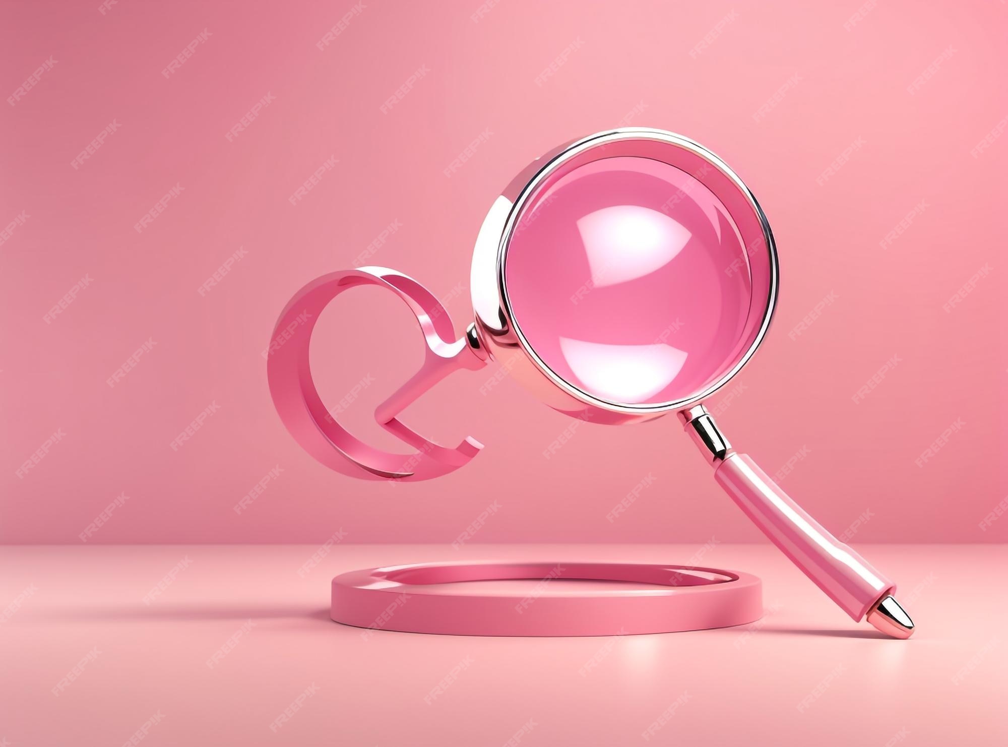Premium Ai Image 3d Pink Magnifying Glass Isolated On Pastel Pink Background