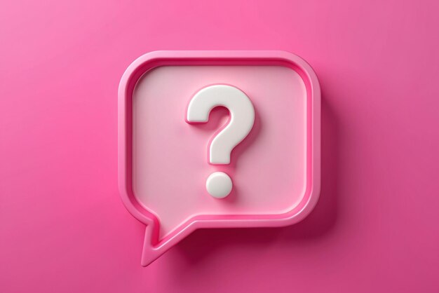 Premium Photo 3d Question Mark On Speech Bubble Ask For A Help Sign Faq Questionnaire Symbol