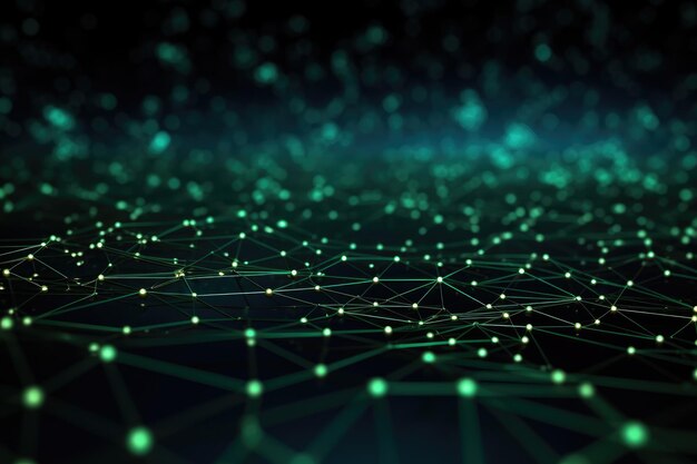 Premium AI Image | 3d render of abstract digital technology background with connecting dots and ...