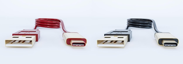 Premium Photo | 3d render of black and red usb type c on white ... Premium Photo | 3d render of black and red usb type c on white ...