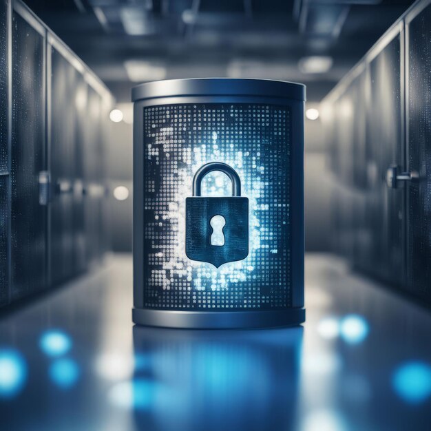 3D render of a lock with a binary code 3D render of a lock with a binary code | Premium AI ...