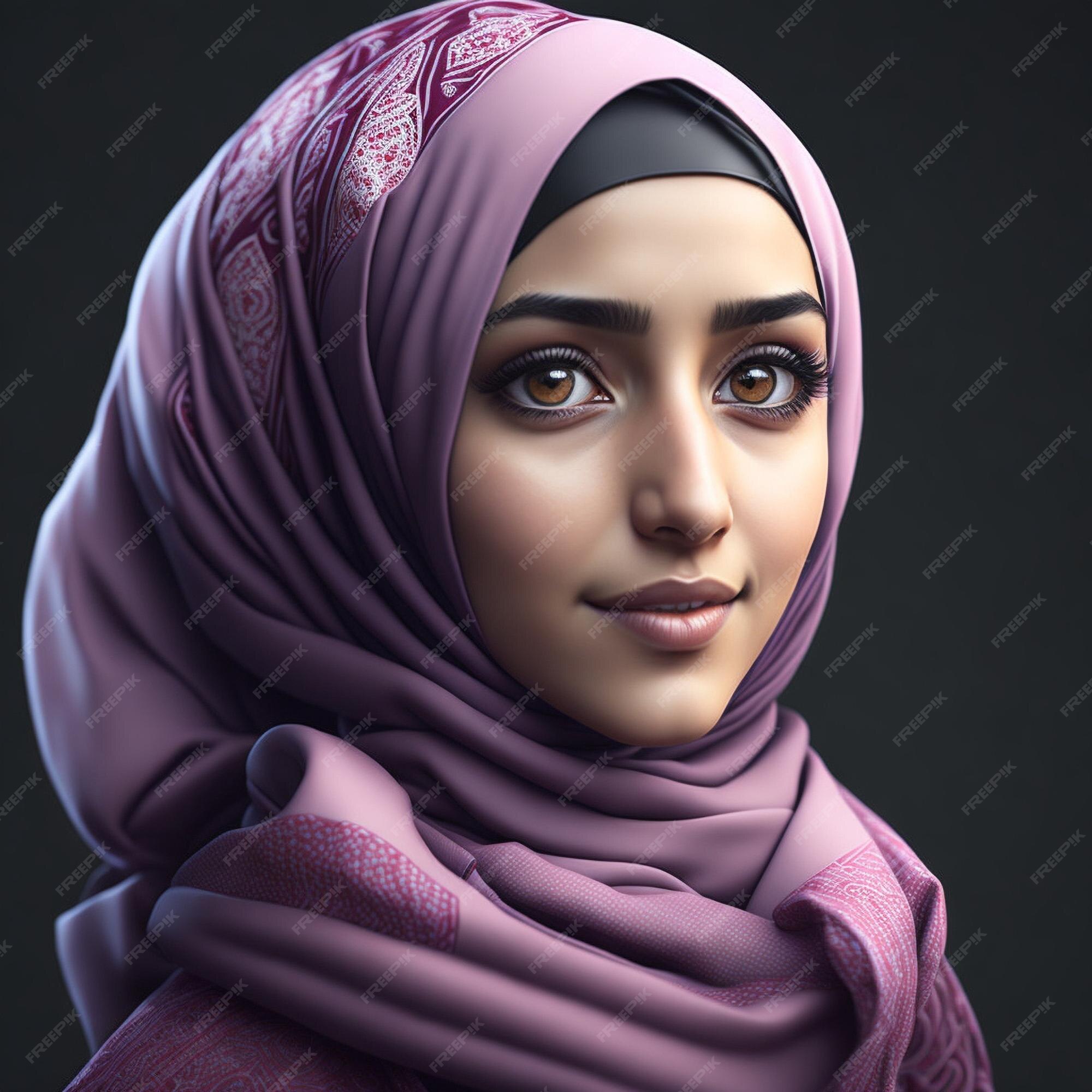 Premium Ai Image 3d Render Photo Realistic Muslim Girl In Hijab
