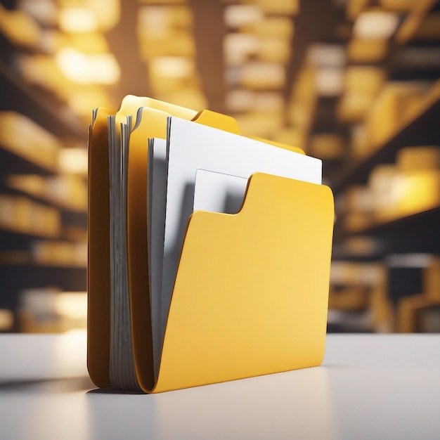 Premium Photo | 3d render yellow folder document and paper file work ... Premium Photo | 3d render yellow folder document and paper file work ...