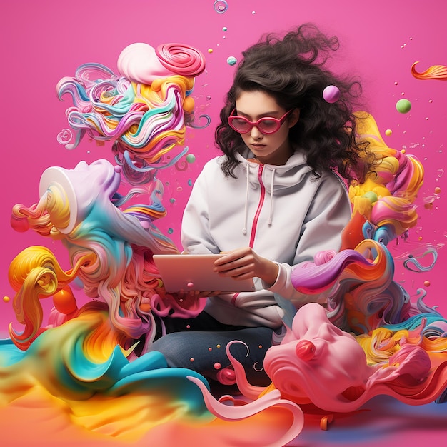 Premium Photo 3d Rendered Photos Of Artist Making Art With Vibrant Colors