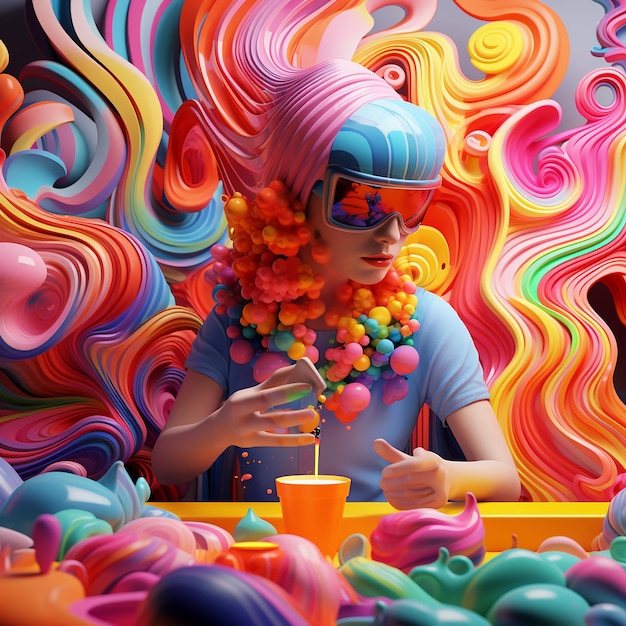 Premium Photo 3d Rendered Photos Of Artist Making Art With Vibrant Colors