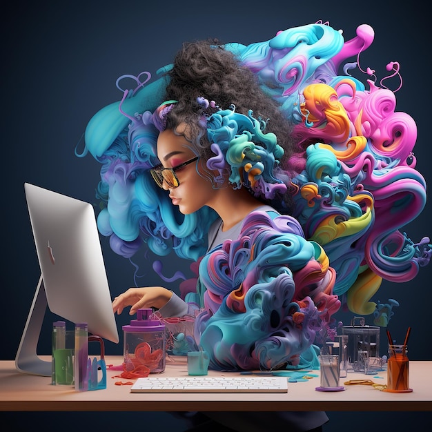 Premium Photo 3d Rendered Photos Of Artist Making Art With Vibrant Colors