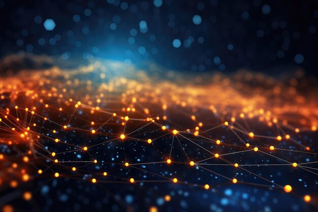 Premium AI Image | 3d rendering of abstract technology background with connecting dots and lines ...