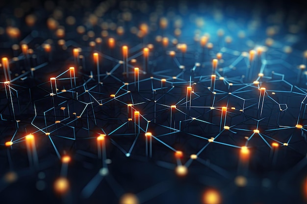 Premium AI Image | 3d rendering of abstract technology background with connecting dots and lines ...