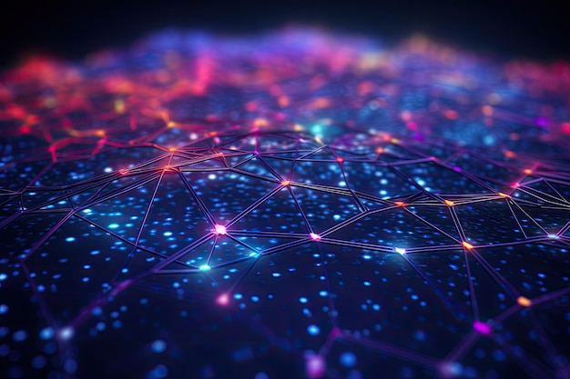 Premium AI Image | 3d rendering of abstract technology digital background with connecting dots ...