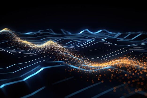 Premium AI Image | 3d rendering of abstract technology digital particles Network connection ...