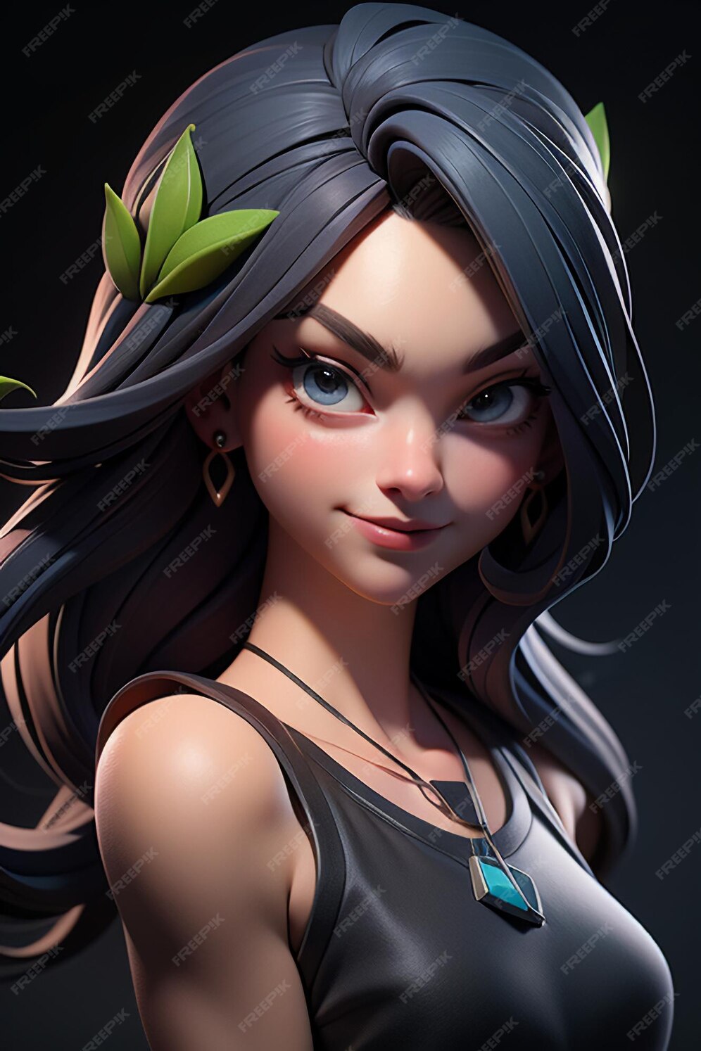Premium Ai Image 3d Rendering Cartoon Character Pretty Girl Game Character Model Wallpaper