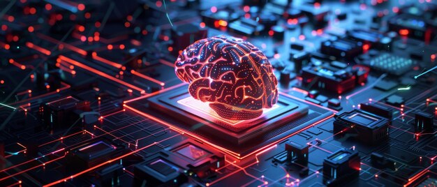 3d Rendering Of Circuit Board Cpu Processor Microchip Starting Artificial Intelligence