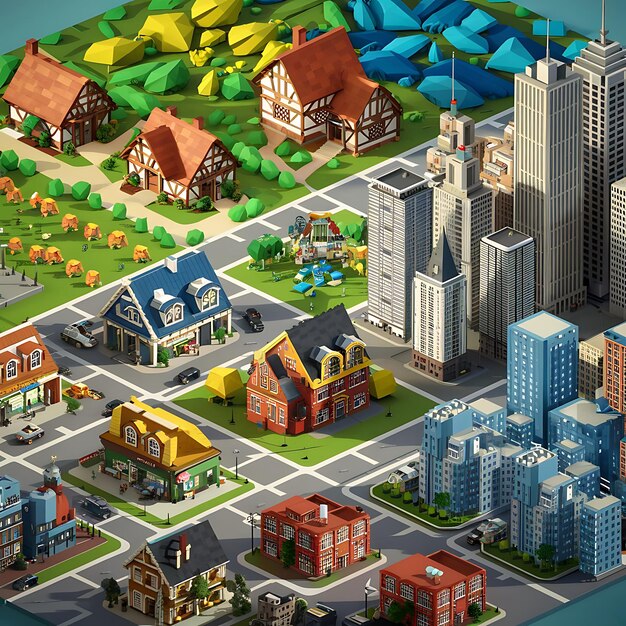 3d rendering of city landscape Low poly colorful background Isometric ... 3d rendering of city landscape Low poly colorful background Isometric ...
