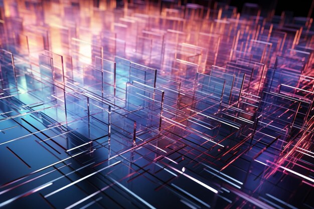 Premium Photo 3d Rendering Cube And Grid Space Futuristic Visual