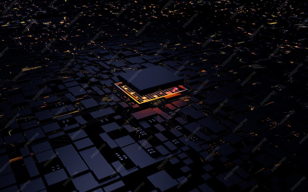 Premium Photo | 3d rendering microprocessor cpu chipset central ...