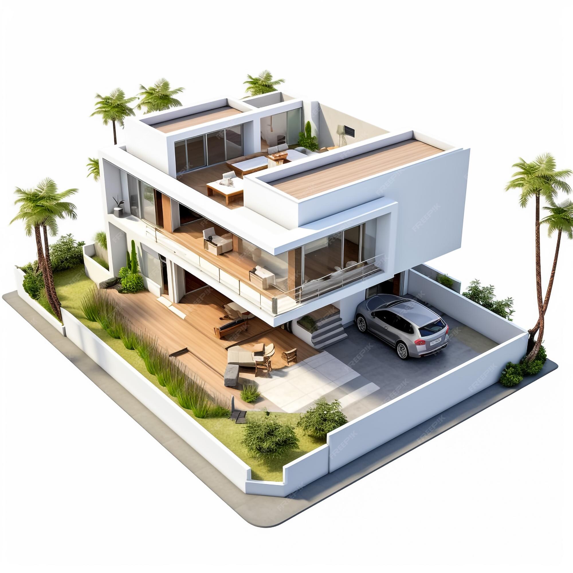 Premium AI Image | 3d rendering of a modern villa isolated Premium AI Image | 3d rendering of a modern villa isolated