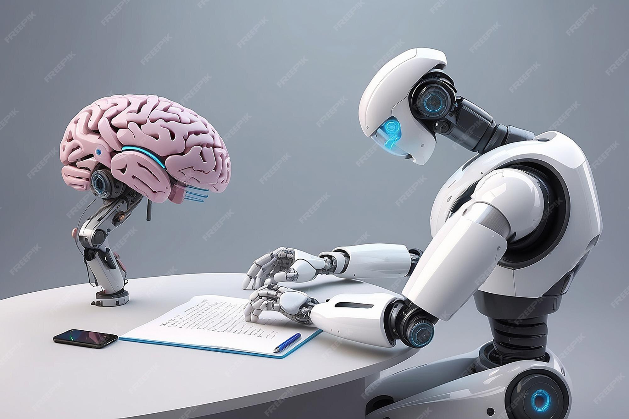 Premium Photo | 3d rendering robot arm writing ai brain Premium Photo | 3d rendering robot arm writing ai brain