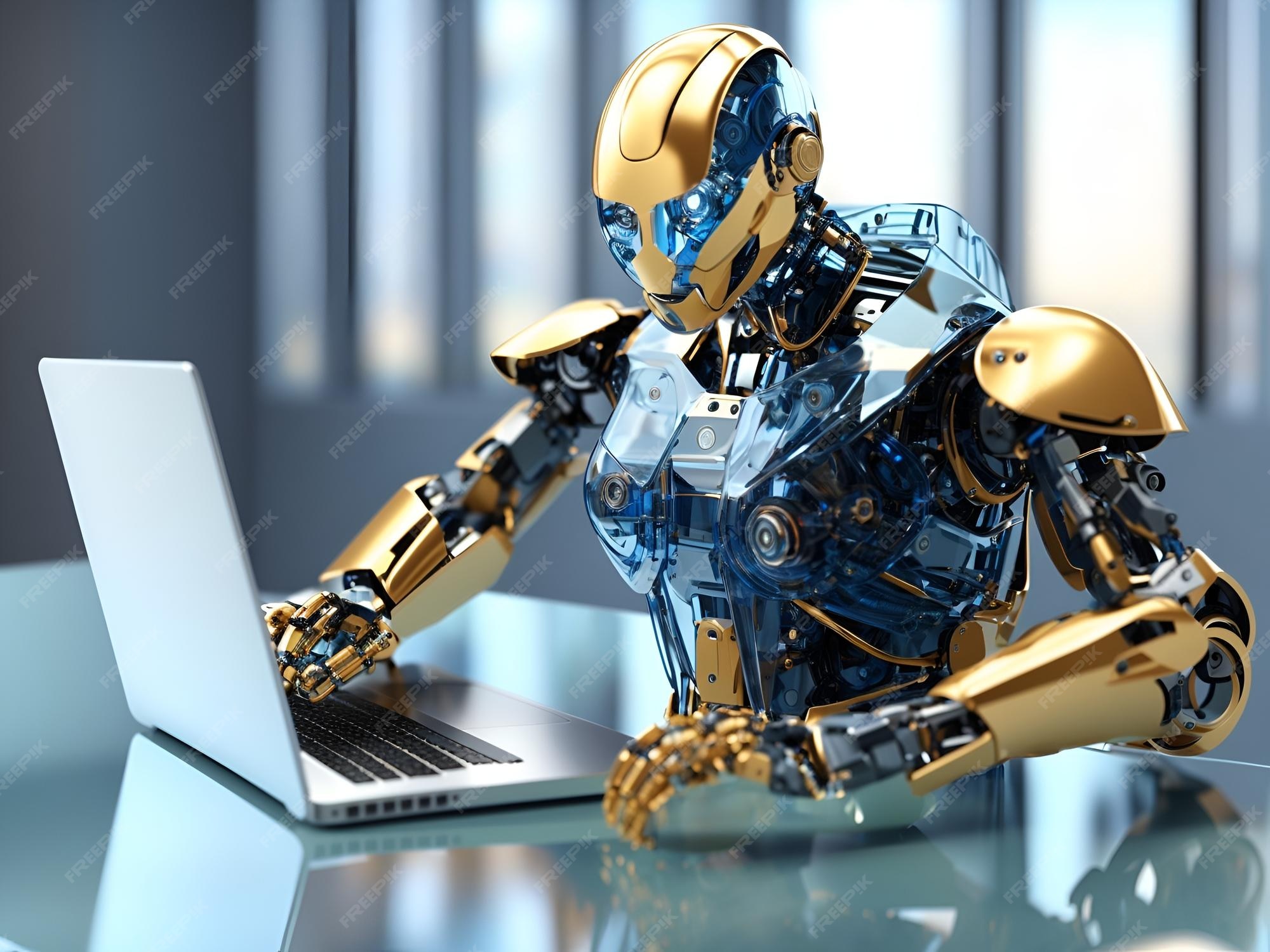 Premium AI Image | 3d rendering robot working Premium AI Image | 3d rendering robot working