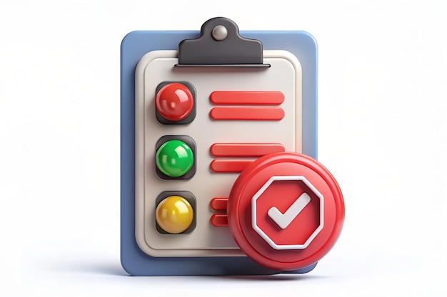 3d Traffic Stop For Alert Notification Icon Negative Check List Button Choice For False Correct
