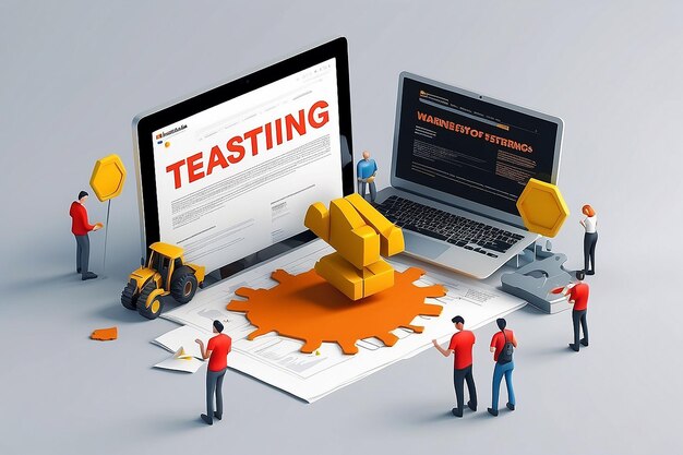 3d website testing warning error people examining operating system ... 3d website testing warning error people examining operating system ...