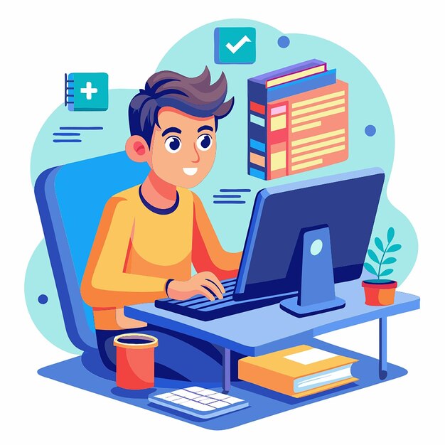 3d Work With Software Man Writes Code At Computer Develops Program Website Or Application
