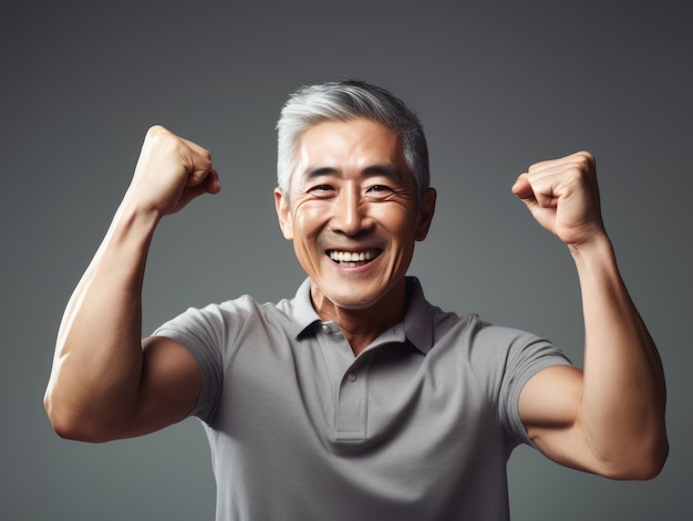 Premium Ai Image 50 Year Old Asian Man Emotional Dynamic Pose