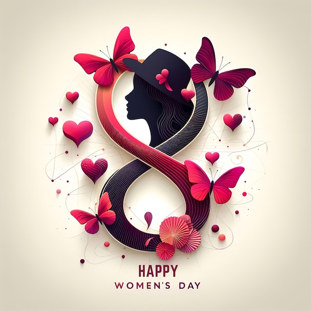 Premium Photo 8 March Womens Day Illustration With Butterfly