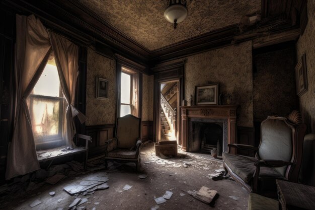 Premium AI Image | Abandoned haunted interior house Generate Ai Premium AI Image | Abandoned haunted interior house Generate Ai
