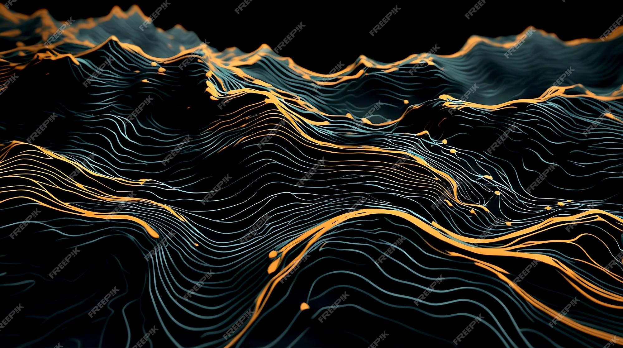 Premium Ai Image Abstract Animated Outline Topographic Contour Map Moving Waves On Black