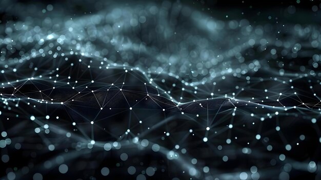 Abstract Background Of Interconnected Network Grid With Particle Data Points Concept Abstract